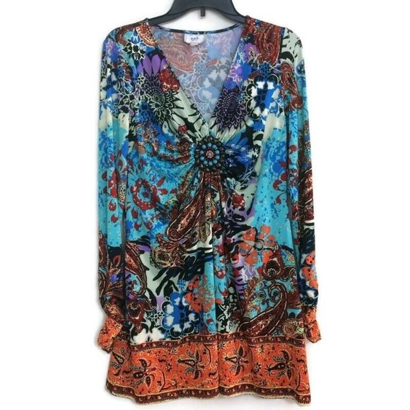 ECI | Dresses | Eci New York Bohemian Colorful Long Sleeve Dress Hippie ...